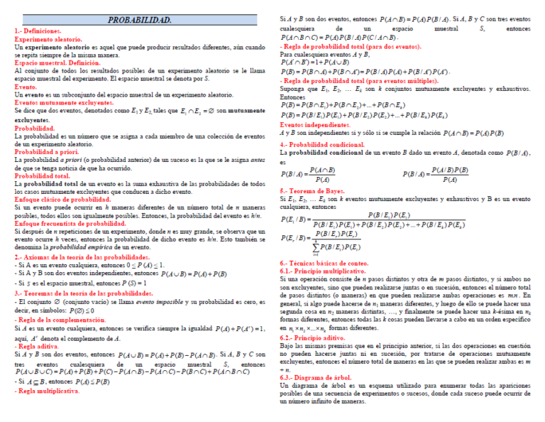 Formulario de probabilidad.