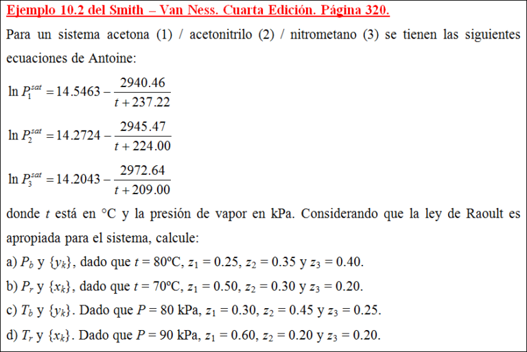 Ejemplo 10.2 Smith – Van Ness. Cuarta Edición. Página 320